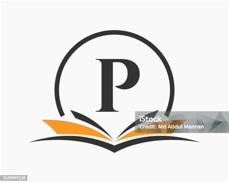 편지 P 교육 로고 책 개념 교육 경력 서명 대학 아카데미 졸업 로고 템플릿 디자인 공공 도서관에 대한 스톡 벡터 아트 및 기타