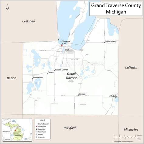 Map Of Grand Traverse County Michigan Showing Cities Highways