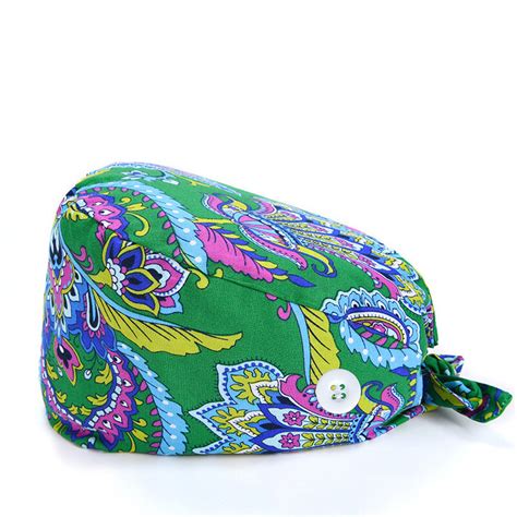 유니섹스 버튼 수술실 모자 의사 간호사 모자 방진 모자 의료 장비 코튼 작업 모자 유니폼 액세서리 작업복 및 유니폼