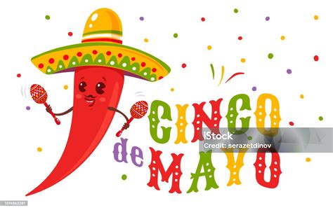 신코 데 마요네즈 축제를 위한 솜브레로의 칠리 벡터 일러스트레이션 싱코 데 마요에 대한 스톡 벡터 아트 및 기타 이미지 싱코