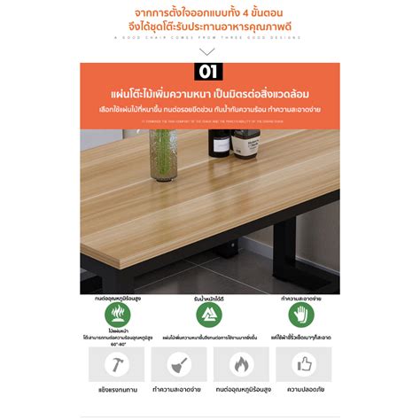 Five Furnitures ชุดโต๊ะเก้าอี้ แบบ 4 ที่นั่ง ประกอบง่าย โต๊ะไม้ โต๊ะกินข้าว4คน โครงเหล็ก