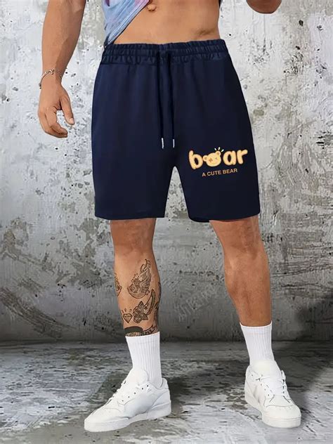 Mens Plus Size Streetwear Shorts Cute Bear Graphic Print Temu New