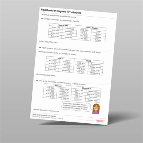 Year 5 Read And Interpret Timetables Reasoning And Problem Solving 2 Resource Classroom Secrets