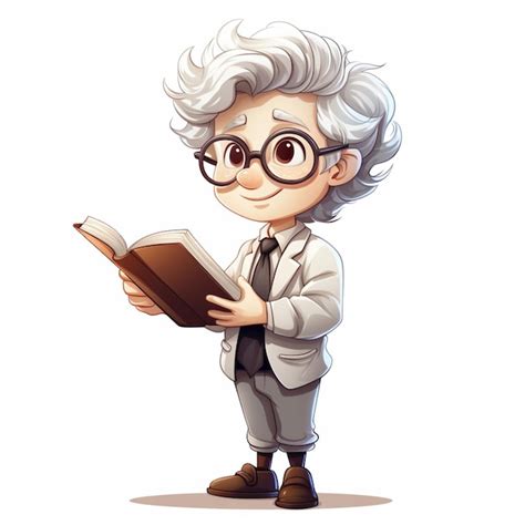 Cartoon Character Of A Man With Glasses Reading A Book Generative Ai
