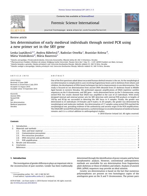 Pdf Sex Determination Of Early Medieval Individuals Through Nested