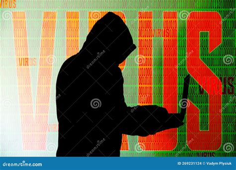 Man In Hoodie Is Hacking Personal Data On Green Background Information Security Virtual Virus