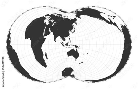 Vector World Map Rectangular War Office Polyconic Projection Plain World Geographical Map