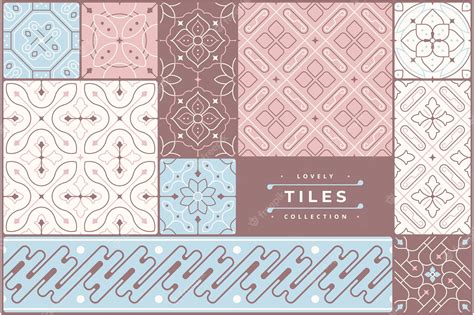 Premium Vector Vintage Pastel Color Tile Pattern Design Collection