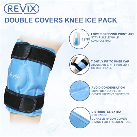 Revix Knee Ice Pack Reusable Gel Wrap For Pain Relief Swelling