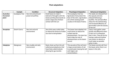 L02 Adaptations Of Australian Flora And Fauna Research Ws Plant
