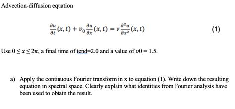 Solved Advection Diffusion Equation ди Sho Y X T V I