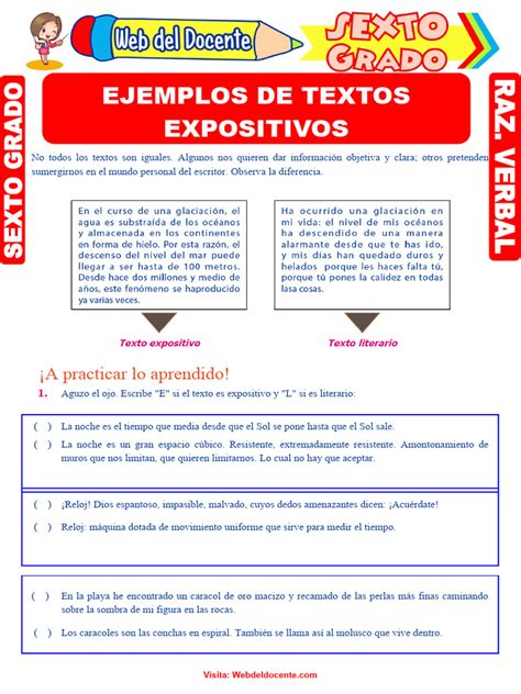 Ejemplos De Textos Expositivos Para Sexto Grado De Primaria Pdf