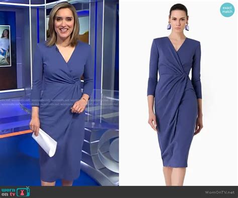 Wornontv Maggies Blue Gathered Sheath Dress On Cbs Evening News