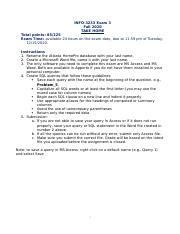 Exam3 Fall2020 Problems8 10 TakeHome Docx INFO 3233 Exam 3 Fall 2020 TAKE HOME Total Points