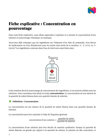 Le On Concentration En Pourcentage Nagwa