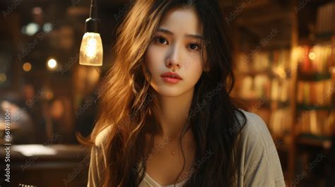 ภาพประกอบ Stock Confused Korean Girl Cant Understand Something Points