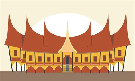 Premium Vector Rumah Gadang Iconic Building In Minangkabau Padang