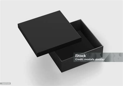 블랙 스퀘어 박스 모형 다크 슈 박스 포장 용기 빛 배경에 격리 된 3d 렌더링 0명에 대한 스톡 사진 및 기타 이미지 0명