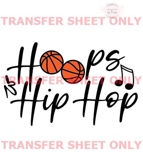 Hoops Basketball Hip Hop Iron On Transfer Sheet Only Handmade By Toya