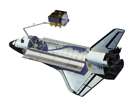 Premium Photo Space Shuttle Deploying Satellite Over White Background