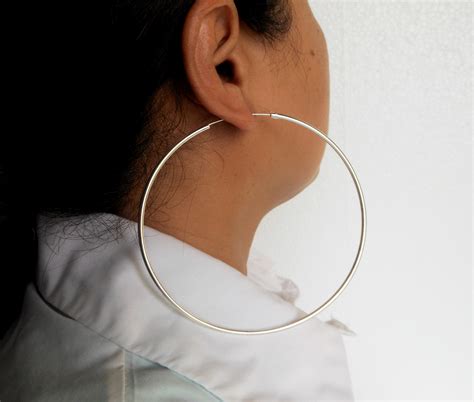Silver Hoop Earrings 100mm Big Circle Earrings Sup Silver Sup Silver