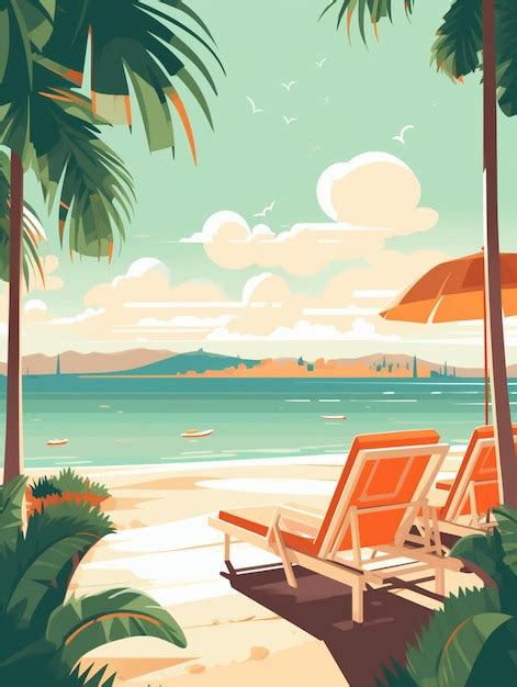 Premium Ai Image There Is A Picture Of A Beach Scene With Lounge