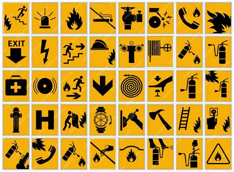 Premium Vector Signs Of The Necessary Actions During A Fire Fire