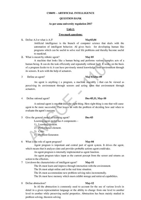 Ii Year Vi Sem Cs Artificial Intelligence Watermark Cs