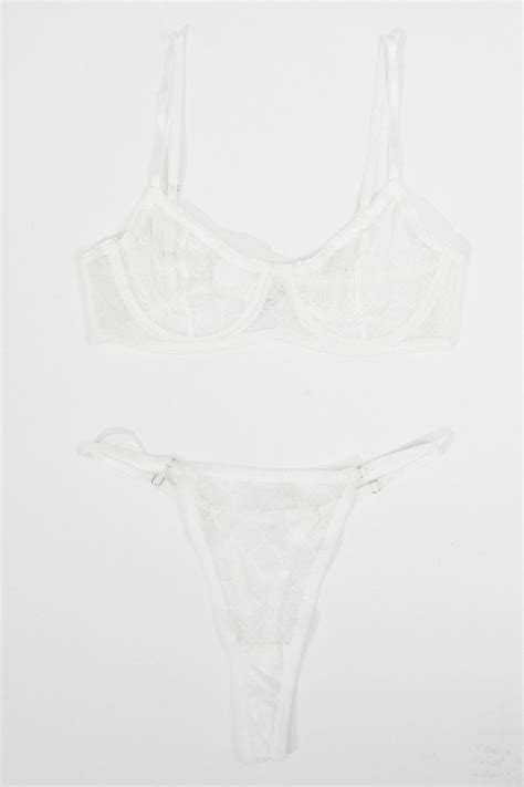 White Mesh Lingerie Set Ally Fashion