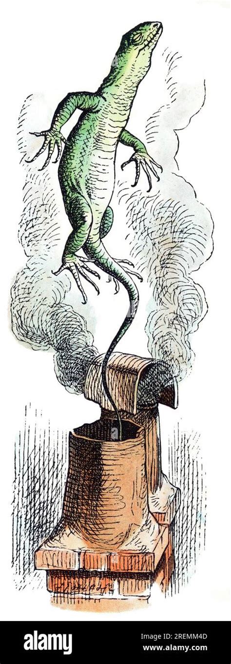 Bill Lizard Alice In Wonderland Colored Tenniel Illustration Stock