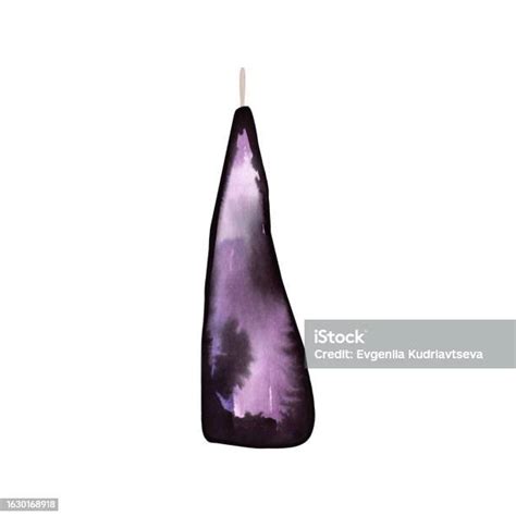 의식을 위한 마녀 촛불 검은 색 보라색 및 분홍색의 수채화 얼룩 클립 아트 인쇄 포장 및 밀교 상품의 디자인을 위한 흰색 배경에 래스터 그림 가을에 대한 스톡 벡터 아트 및