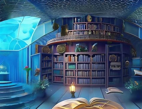 Premium AI Image | A magical 3D library filled with floating books and mystical artifacts