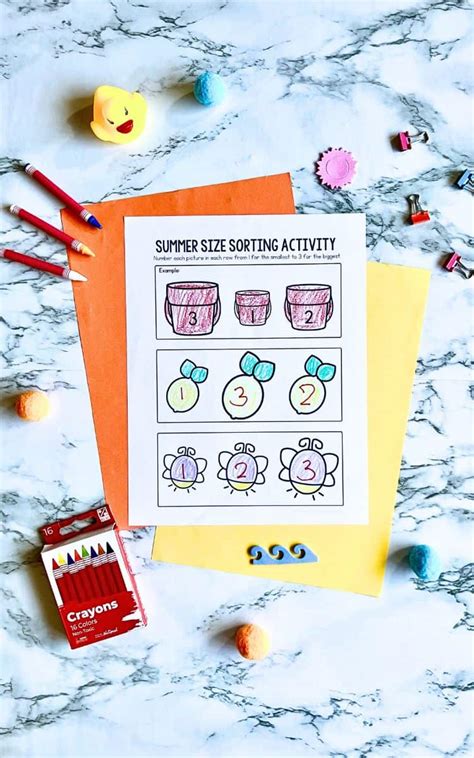Summer Size Sorting Printables Easy No Prep Ideas