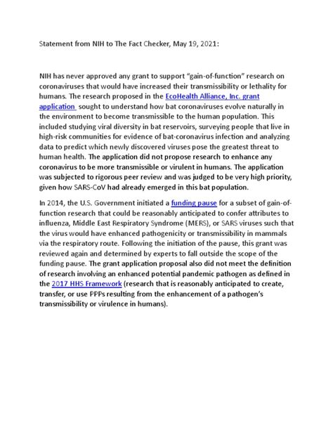 Nih Statement May 19 2021 Download Free Pdf Public Health