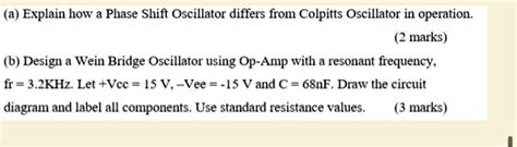 Solved A Explain How A Phase Shift Oscillator Differs From A