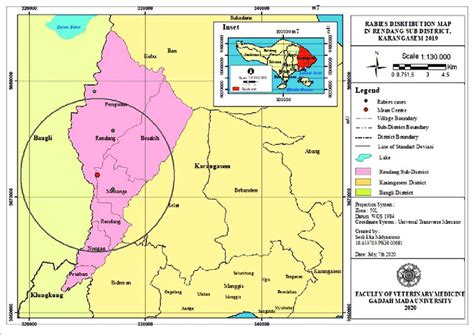 Rabies Distribution Map In Rendang Subdistrict Karangasem 2019