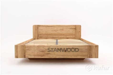 15 Парящая кровать 160х200 из массива дуба с нишей для белья и подъемным механизмом