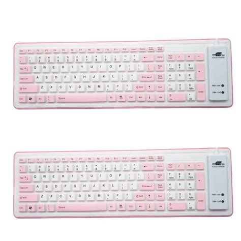 Gjx 2pcs Foldable Keyboard Waterproof And Dustproof Usb Keyboard Dual Protection Easy To Clean