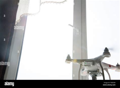Chelyabinsk Region Russia April Phantom Unmanned Quadrocopter Drone On The Window