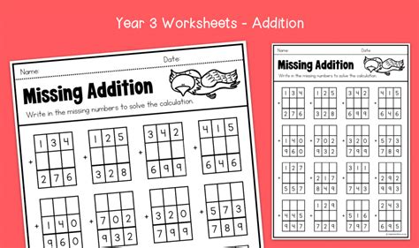Year 3 Missing Numbers Column Addition Worksheets Ks2 Addition