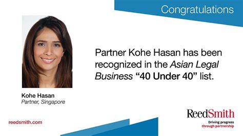 Congratulations To Singapore Partner Kohe Hasan Who Is Recognized In The 40 Under 40 List Of