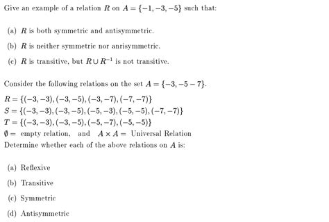 solved give an example of a relation r on a { 1 3 5}