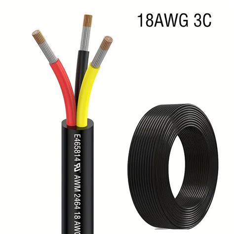 18 Awg 0 8mm² Electrical Wire 3 Core Cable Ul2464 Temu