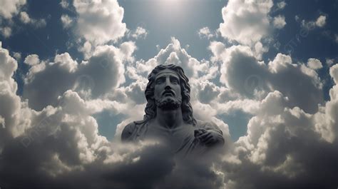 Fundo A Imagem De Jesus Em Uma Nuvem De Nuvens Fundo Imagem De Deus