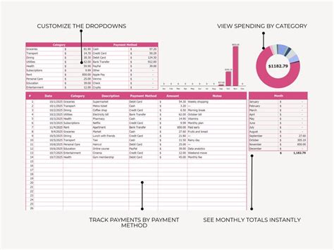Expense Tracker Spreadsheet Simple Monthly Spending Log Excel