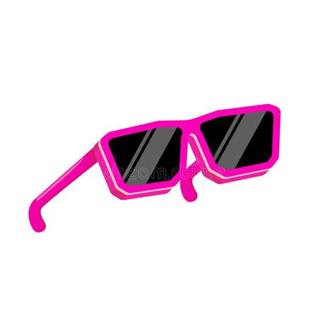 Pink Sunglasses With Black Lens Isolated On White Background Cartoon