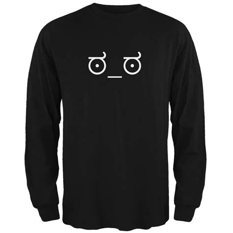 Look Of Disapproval Emojicon Black Adult Long Sleeve T Shirt Small
