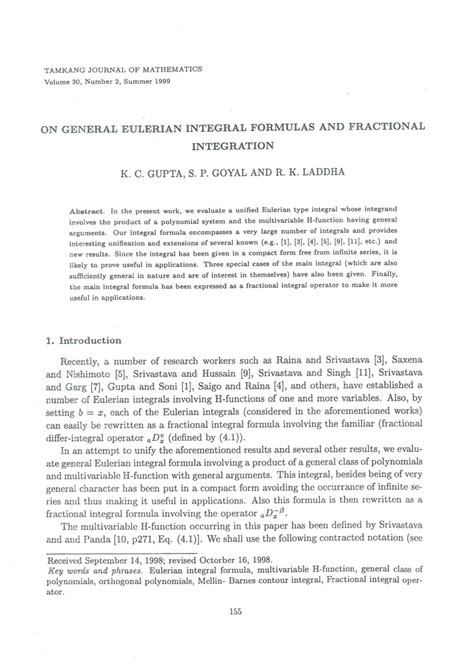 Pdf On General Eulerian Integral Formulas And Fractional Integration