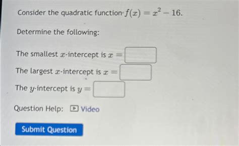 Consider The Quadratic Function F X X Determine Chegg