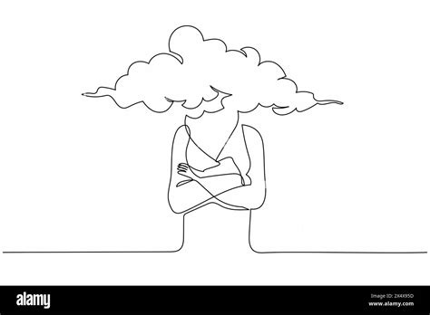 Single One Line Drawing Cloud Head Arab Businesswoman Female Manager